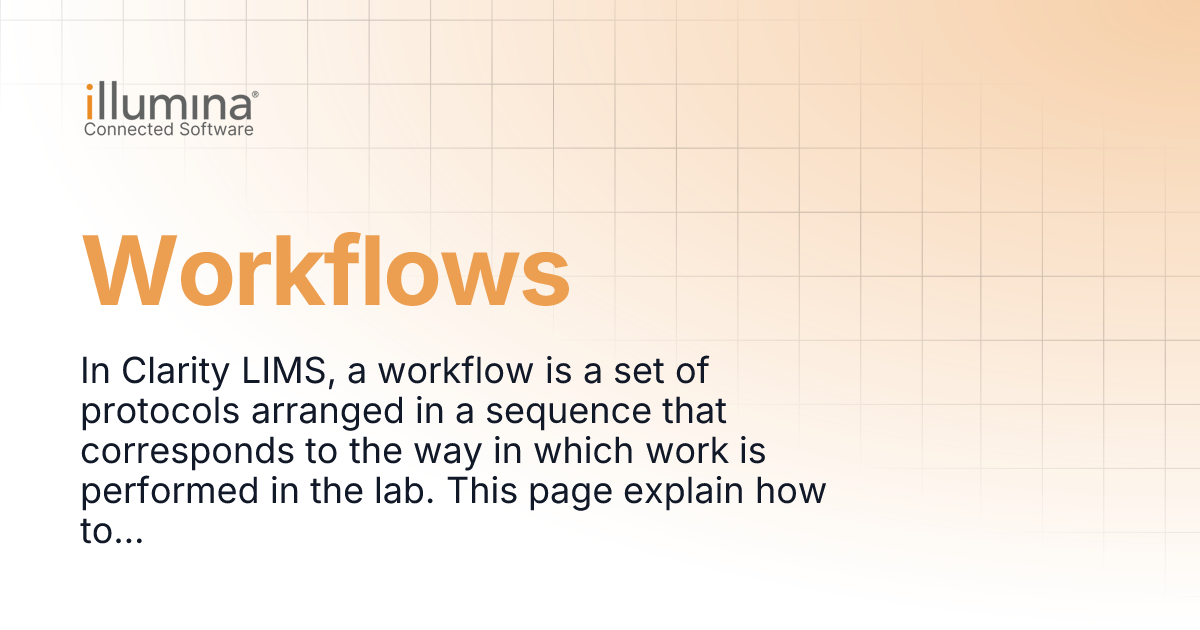Workflows | Illumina Connected Software