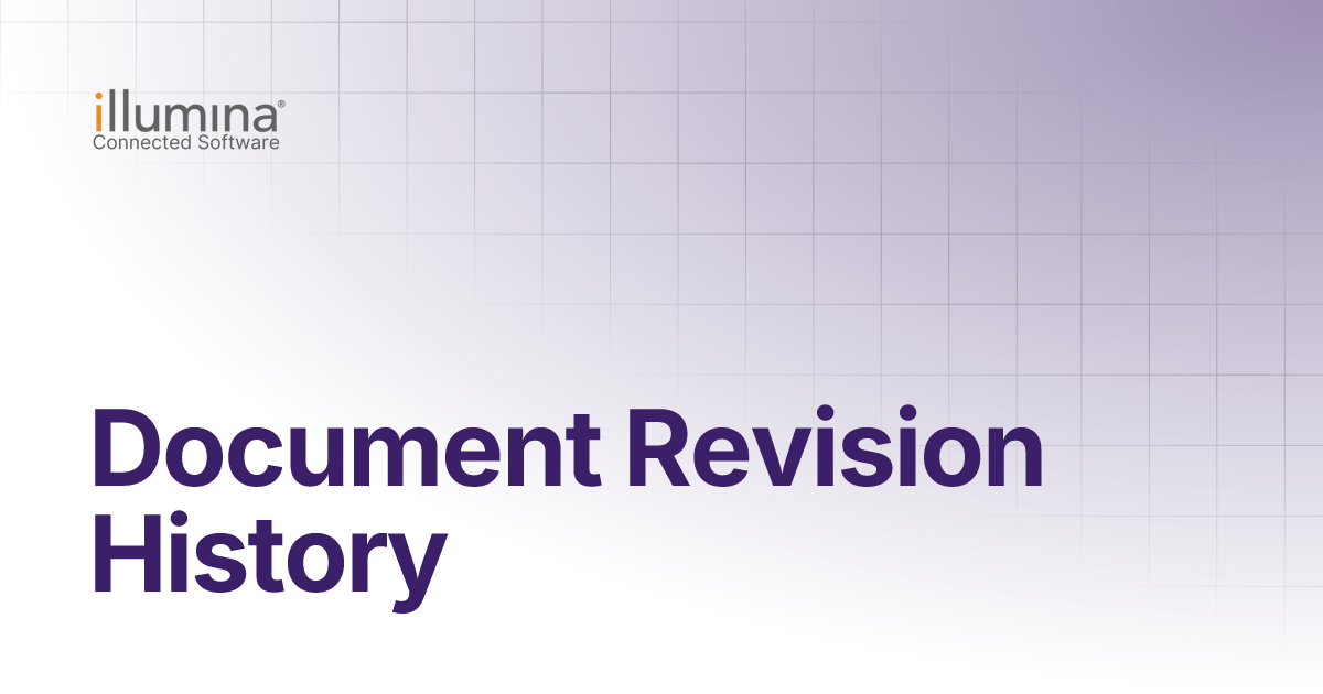 Document Revision History | DRAGEN Array v1.1 | Illumina Connected Software