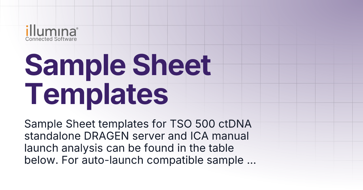 Sample Sheet Templates | Illumina Connected Software