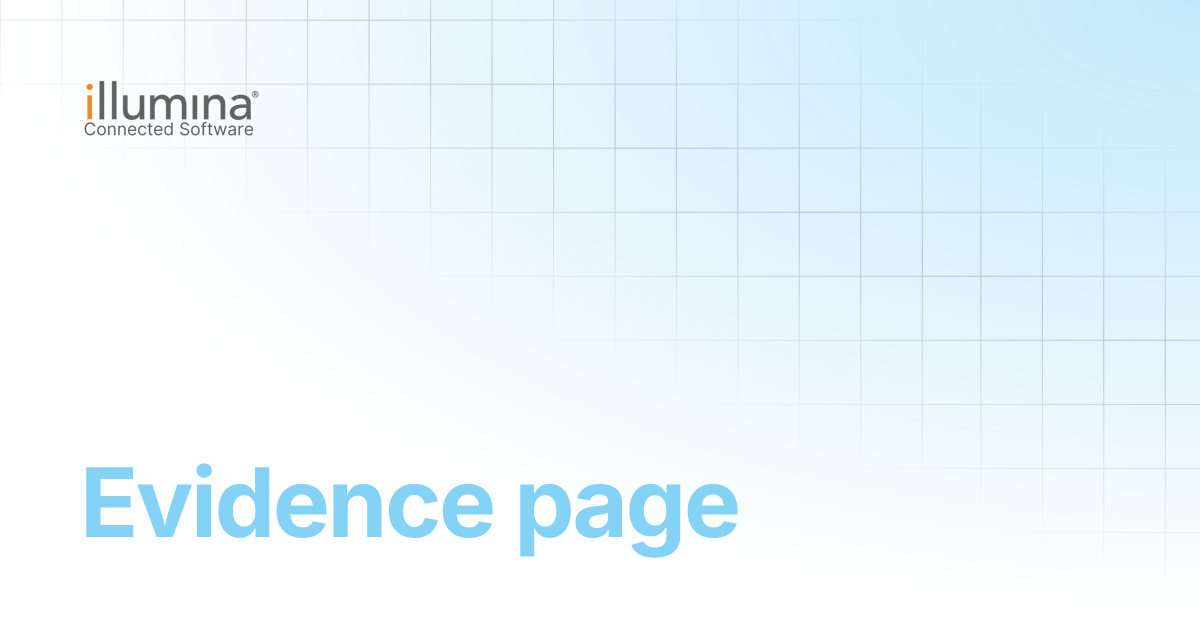 Evidence page | Illumina Connected Software